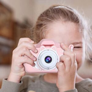 yeahitch new cat cartoon children’s camera front and rear double lens 20 million selfie camera parent-child gift camera christmas puzzle gift