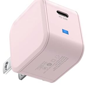 USB C Wall Charger Block 20W,Weduda Fasting Charging Block with Foldable Plug Compatible with iPhone 14/13/12/11/Plus/Mini/Pro/Pro Max,iPad Air/Mini, Samsang Galaxy S21/S21 Ultra/S22/S22 Ultra(Pink)