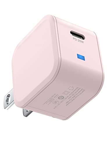 USB C Wall Charger Block 20W,Weduda Fasting Charging Block with Foldable Plug Compatible with iPhone 14/13/12/11/Plus/Mini/Pro/Pro Max,iPad Air/Mini, Samsang Galaxy S21/S21 Ultra/S22/S22 Ultra(Pink)