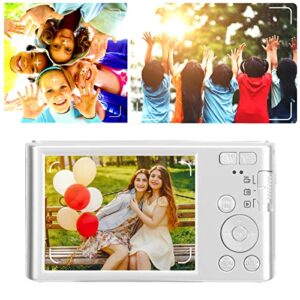 Compact Camera, 2.8 Inch Screen Compatible 256GB Memory Card Built in Fill Light Digital Camera Rechargeable Lithium Ion Battery for Beginners (Silver)