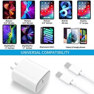 iPad Pro Charger Fast Charging,2 Pack 20W USB C Fast Wall Charger Block with 6.6FT USB C Cable for iPad Pro 12.9 in 5th/4th/3rd Gen,New iPad mini 6th Gen,2021/2020/2018 iPad Pro 11 inch,iPad Air 4th