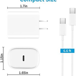 iPad Pro Charger Fast Charging,2 Pack 20W USB C Fast Wall Charger Block with 6.6FT USB C Cable for iPad Pro 12.9 in 5th/4th/3rd Gen,New iPad mini 6th Gen,2021/2020/2018 iPad Pro 11 inch,iPad Air 4th