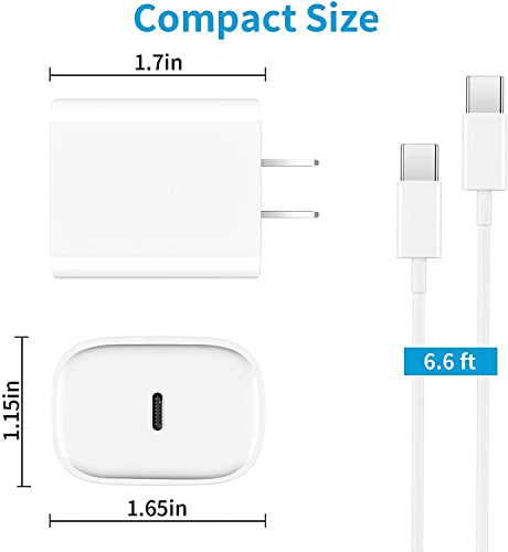 iPad Pro Charger Fast Charging,2 Pack 20W USB C Fast Wall Charger Block with 6.6FT USB C Cable for iPad Pro 12.9 in 5th/4th/3rd Gen,New iPad mini 6th Gen,2021/2020/2018 iPad Pro 11 inch,iPad Air 4th