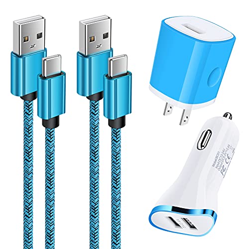 USB Fast Charger Kit for Google Pixel 7/6pro/6a/5/4/4a/4XL/3/3a/3XL/2, Wall Charger Plug + Car Phone Charger + 2X Nylon-Braided USB A to USB C Cables (3ft) for Samsung Galaxy S23,S22 Ultra,S21,S20,A33