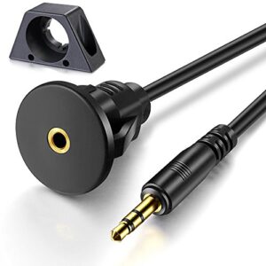 icespring 3.5mm male to 3.5mm female car truck dashboard flush mount 3.5mm 1/8″ aux audio jack extension cable with mounting panel for car boat and motorcycle (3 feet)