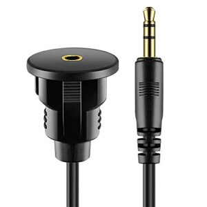 ICESPRING 3.5mm Male to 3.5mm Female Car Truck Dashboard Flush Mount 3.5mm 1/8" AUX Audio Jack Extension Cable with Mounting Panel for Car Boat and Motorcycle (3 Feet)