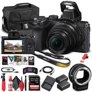 nikon z 50 mirrorless digital camera with 16-50mm lens (1633) + ftz mount adapter + en-el25 battery + 64gb memory card + case + corel photo software + hdmi cable + more (international model) (renewed)