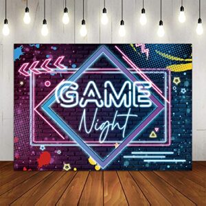 art studio 84″ x 60″ game night birthday theme photography backdrop glow neon sleepover slumber prom party photo background game on party banner cake table decor photo studio gift props