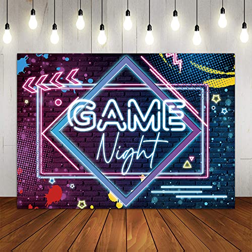 Art Studio 84" x 60" Game Night Birthday Theme Photography Backdrop Glow Neon Sleepover Slumber Prom Party Photo Background Game On Party Banner Cake Table Decor Photo Studio Gift Props