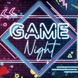 Art Studio 84" x 60" Game Night Birthday Theme Photography Backdrop Glow Neon Sleepover Slumber Prom Party Photo Background Game On Party Banner Cake Table Decor Photo Studio Gift Props