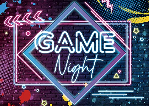 Art Studio 84" x 60" Game Night Birthday Theme Photography Backdrop Glow Neon Sleepover Slumber Prom Party Photo Background Game On Party Banner Cake Table Decor Photo Studio Gift Props