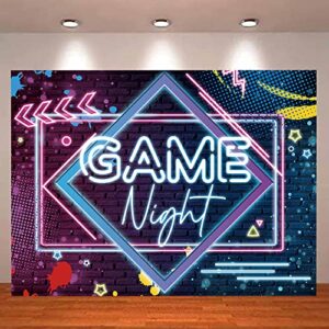 Art Studio 84" x 60" Game Night Birthday Theme Photography Backdrop Glow Neon Sleepover Slumber Prom Party Photo Background Game On Party Banner Cake Table Decor Photo Studio Gift Props