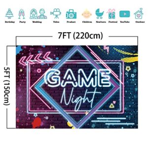 Art Studio 84" x 60" Game Night Birthday Theme Photography Backdrop Glow Neon Sleepover Slumber Prom Party Photo Background Game On Party Banner Cake Table Decor Photo Studio Gift Props