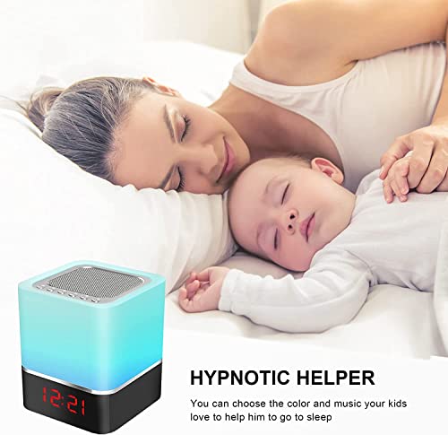 YONGYAO Night Lights Bluetooth Speaker, Alarm Clock Bluetooth Speaker, Dimmable Multi-Color Changing Bedside Lamp, Touch Sensor Wireless Speaker with Lights, USB/MicroSD/AUX Support