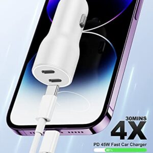 iPhone Car Charger Fast Charging, [Apple MFi Certified] 45W Dual USB C Car Charger Cigarette Lighter with 2Pack USB C to Lightning Cable Cord,Apple Car Charger for iPhone 14/13/12/11 Pro Max Plus iPad