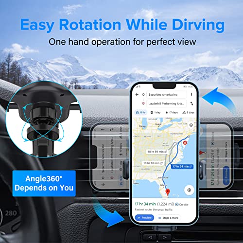 GVAVIY Car Phone Holder, 360°Rotatable Mobile Phone Holder, 2022 Upgraded Clip, Big Phones & Thick Case Friendly for Air Vent Hands Free Clip Cell Phone Holder Compatible with All Smartphones