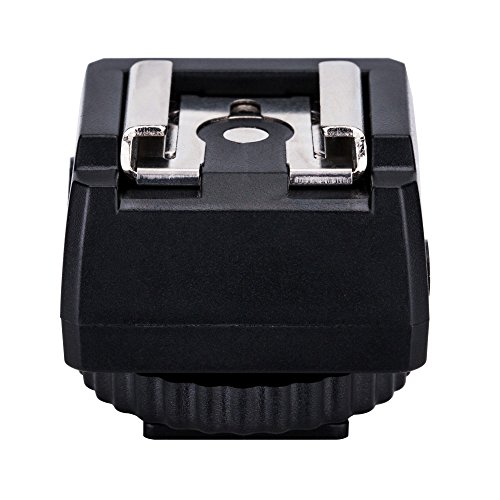 JJC Standard Hot Shoe Adapter with Extra PC sync Connection Port & 3.5mm Mini Phone Connection Port for Connecting Cameras to Additional Off-Camera Flash,Studio Light,Strobes or Other Accessories