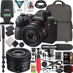 sony alpha 1 full frame mirrorless camera body + 50mm f2.5 g fe lens for e-mount sel50f25g ilce-1/b bundle with meike mk320 ttl flash speedlite + deco gear backpack + microphone and accessories kit