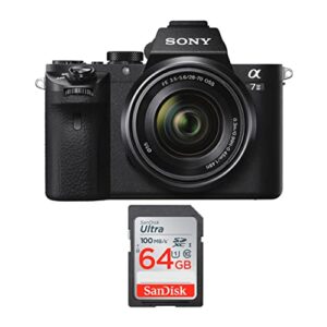 sony alpha a7ii mirrorless digital camera bundle with 28-70mm f/3.5-5.6 lens and 64gb sd card (2 items)