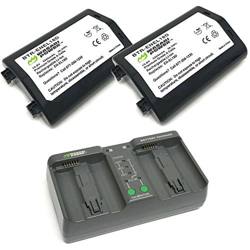 Wasabi Power Battery (2-Pack) and Dual Charger for Nikon EN-EL18d and Nikon Z9, D4, D4S, D5, D6, D850 (with adapters/Grips)