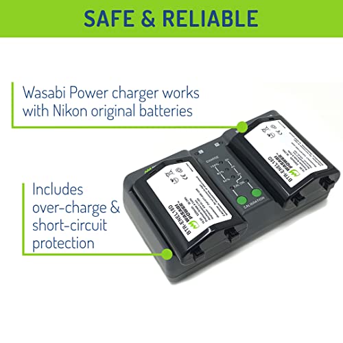 Wasabi Power Battery (2-Pack) and Dual Charger for Nikon EN-EL18d and Nikon Z9, D4, D4S, D5, D6, D850 (with adapters/Grips)