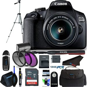 eos 2000d / rebel t7 digital slr camera body w/ef-s 18-55mm f/3.5-5.6 lens 3 lens dslr kit + pixibytes deluxe 16 pcs bundle (renewed)