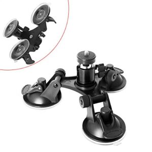 Triple Cup DSLR Camera Suction Mount w/Ball Head Compatible with Nikon Canon Sony DSLR/Camcorder + GoPro Hero 11 10 9 8 7 6 Sony Garmin Xiaomi Yi SJCAM Suction Cup Mount Car Mount Holder Window Mount