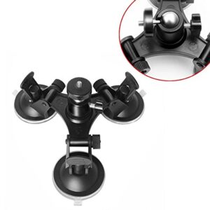 Triple Cup DSLR Camera Suction Mount w/Ball Head Compatible with Nikon Canon Sony DSLR/Camcorder + GoPro Hero 11 10 9 8 7 6 Sony Garmin Xiaomi Yi SJCAM Suction Cup Mount Car Mount Holder Window Mount