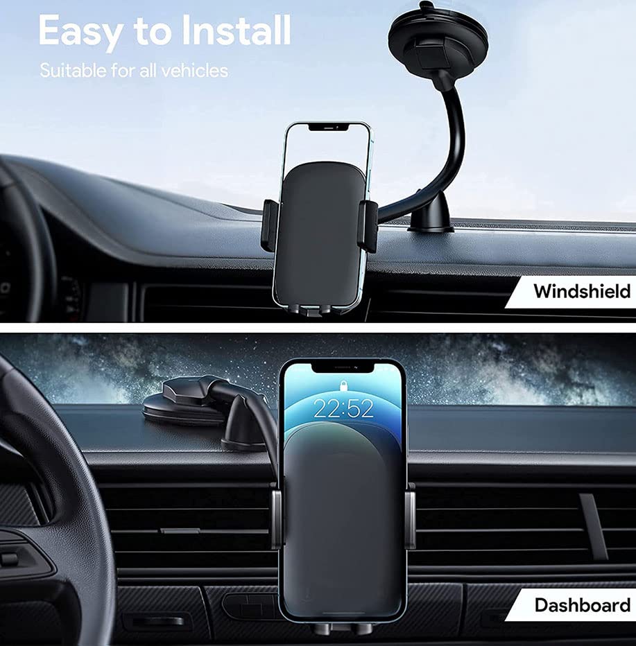 Miracase 4-in-1 Cell Phone Holder for Car, Universal Car Phone Holder Mount for Dashboard Air Vent Windshield Compatible with iPhone 13 Series/iPhone 12 Series/11/XR/Samsung and All Phones