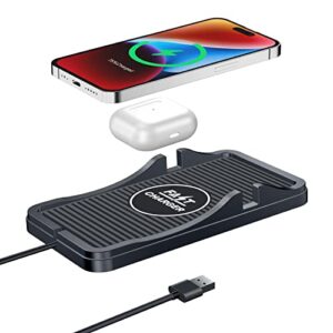 Wireless Car Charger Pad Charging Mat Fast 15W 10W 7.5W Quick Charge Adapter Stand Holder for iPhone 14 13 12 Pro Max 11 8 Plus X XR Xs Compatible Samsung Galaxy S21 S20 S10 S9 Note 9 LG Android Phone