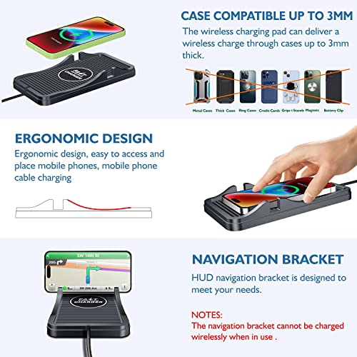 Wireless Car Charger Pad Charging Mat Fast 15W 10W 7.5W Quick Charge Adapter Stand Holder for iPhone 14 13 12 Pro Max 11 8 Plus X XR Xs Compatible Samsung Galaxy S21 S20 S10 S9 Note 9 LG Android Phone