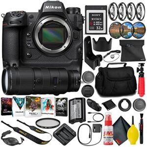 nikon z9 fx-format mirrorless camera body (1669) + 70-200mm f/2.8 vr lens + 32gb xqd memory card + editing software + camera bag + pro filter kit + 12″ tripod (renewed)