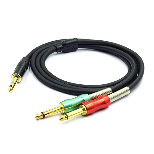 SiYear 10 FT Gold Plated 6.35mm 1/4 Inch Male TRS Stereo to Dual 6.35mm 1/4" Male Mono Y Splitter Audio Cable,Insert Cable TRS 1/4" to 2 x 6.35 TS 1/4" Patch Adapter(3M)