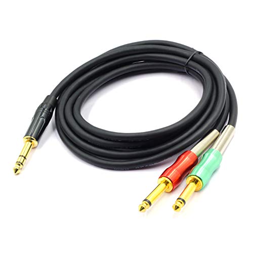 SiYear 10 FT Gold Plated 6.35mm 1/4 Inch Male TRS Stereo to Dual 6.35mm 1/4" Male Mono Y Splitter Audio Cable,Insert Cable TRS 1/4" to 2 x 6.35 TS 1/4" Patch Adapter(3M)