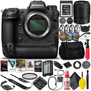 nikon z9 fx-format mirrorless camera body (1669) + 35mm f/1.8 s lens + 32gb xqd memory card + editing software + camera bag + pro filter kit + 12″ tripod (renewed)