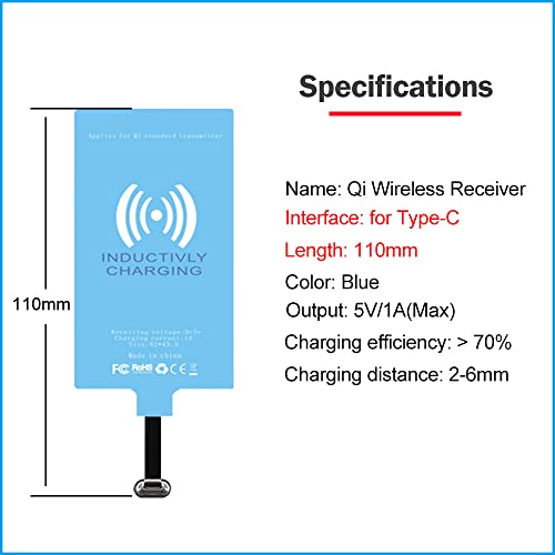 N/A Qi Wireless Charger+External Receiver for Samsung Galaxy A12 A22 A32 A42 A52 A72 4G 5G Black