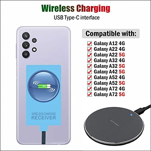 N/A Qi Wireless Charger+External Receiver for Samsung Galaxy A12 A22 A32 A42 A52 A72 4G 5G Black