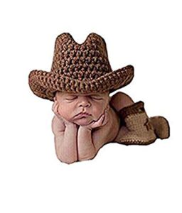 pinbo® baby boys photography prop crochet knitted cowboy hat shoes