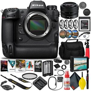 nikon z9 fx-format mirrorless camera body (1669) + 24-50mm f/4-6.3 lens + 64gb xqd memory card + 7″ hd monitor + editing software + camera bag + pro filter kit + 12″ tripod (renewed)