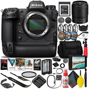 nikon z9 fx-format mirrorless camera body (1669) + 35mm f/1.8 s lens + 64gb xqd memory card + 7″ hd monitor + editing software + camera bag + pro filter kit + 12″ tripod (renewed)