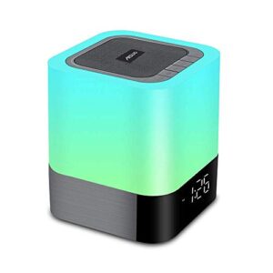 aisuo night light-5 in 1 bedside lamp with bluetooth speaker, 12/24h digital calendar alarm clock, touch control, support tf and sd card, music player, gift for girls boys teens.