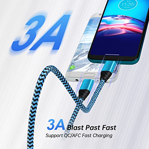 Android Phone Charger Cord Long Micro USB Charging Cable Data Transfer Fast Charging for Samsung Galaxy J8 J7 J6 J5 J4 J3 S7 S6,Moto E E5 E4 Plus/Play, G5 G5S G4 Plus/Play, G6 Play, Tablet, LG