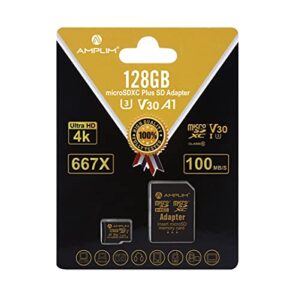 amplim 128gb micro sd card, extreme high speed microsd memory plus adapter, microsdxc sdxc u3 class 10 v30 uhs-i tf nintendo-switch, go pro hero, surface, phone galaxy, camera security cam, tablet