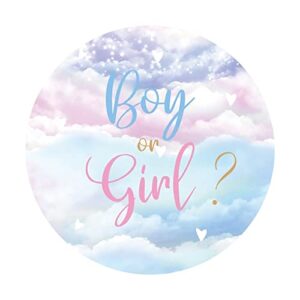 DASHAN Boy or Girl Ggender Reveal Decorations Backdrop Baby Gender Reveal Party Supplies Gender Reveal Backdrop Banner Blue Pink Clouds Round Backdrop 6.5x6.5ft Polyester