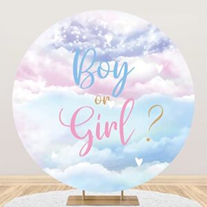 DASHAN Boy or Girl Ggender Reveal Decorations Backdrop Baby Gender Reveal Party Supplies Gender Reveal Backdrop Banner Blue Pink Clouds Round Backdrop 6.5x6.5ft Polyester