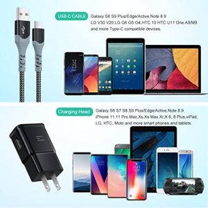 Adaptive Fast Charging Wall Charger with USB C Cable 10ft, Excgood USB Fast Charger Type C Charger Compatible for Samsung Galaxy S23 Ultra A13 A03s A53 A23 S22 S21 S20 S10 S9 Android Phone-2Pack,Black