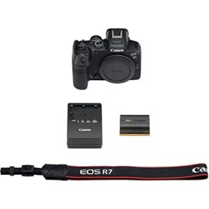 Canon EOS R7 Mirrorless Camera (5137C002) + Sony 64GB Tough SD Card + Bag + Card Reader + Flex Tripod + Hand Strap + Memory Wallet + Cap Keeper + Cleaning Kit (Renewed)