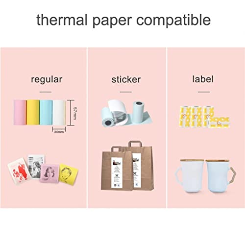 Gaeirt Sticker Printer, Mini Portable Wireless Bluetooth Thermal Printer, 203dpi 58mm Photo Printing Portable Pocket Printer Smartphone Photo Printer(Pink)