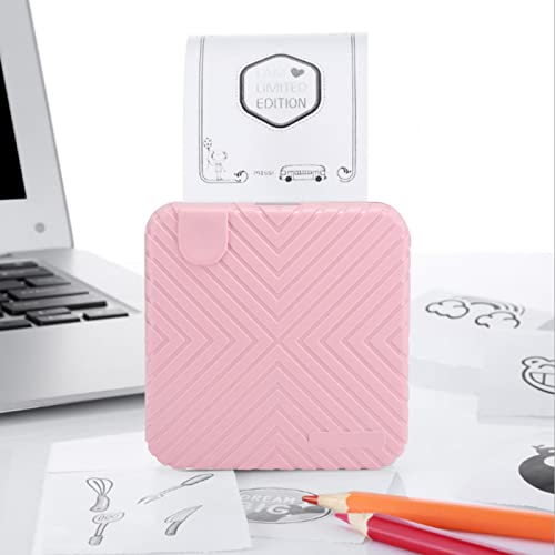 Gaeirt Sticker Printer, Mini Portable Wireless Bluetooth Thermal Printer, 203dpi 58mm Photo Printing Portable Pocket Printer Smartphone Photo Printer(Pink)