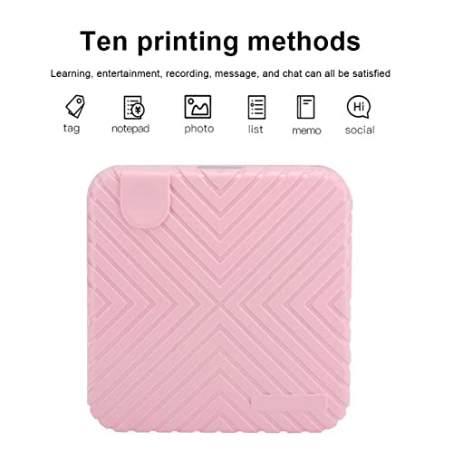 Gaeirt Sticker Printer, Mini Portable Wireless Bluetooth Thermal Printer, 203dpi 58mm Photo Printing Portable Pocket Printer Smartphone Photo Printer(Pink)